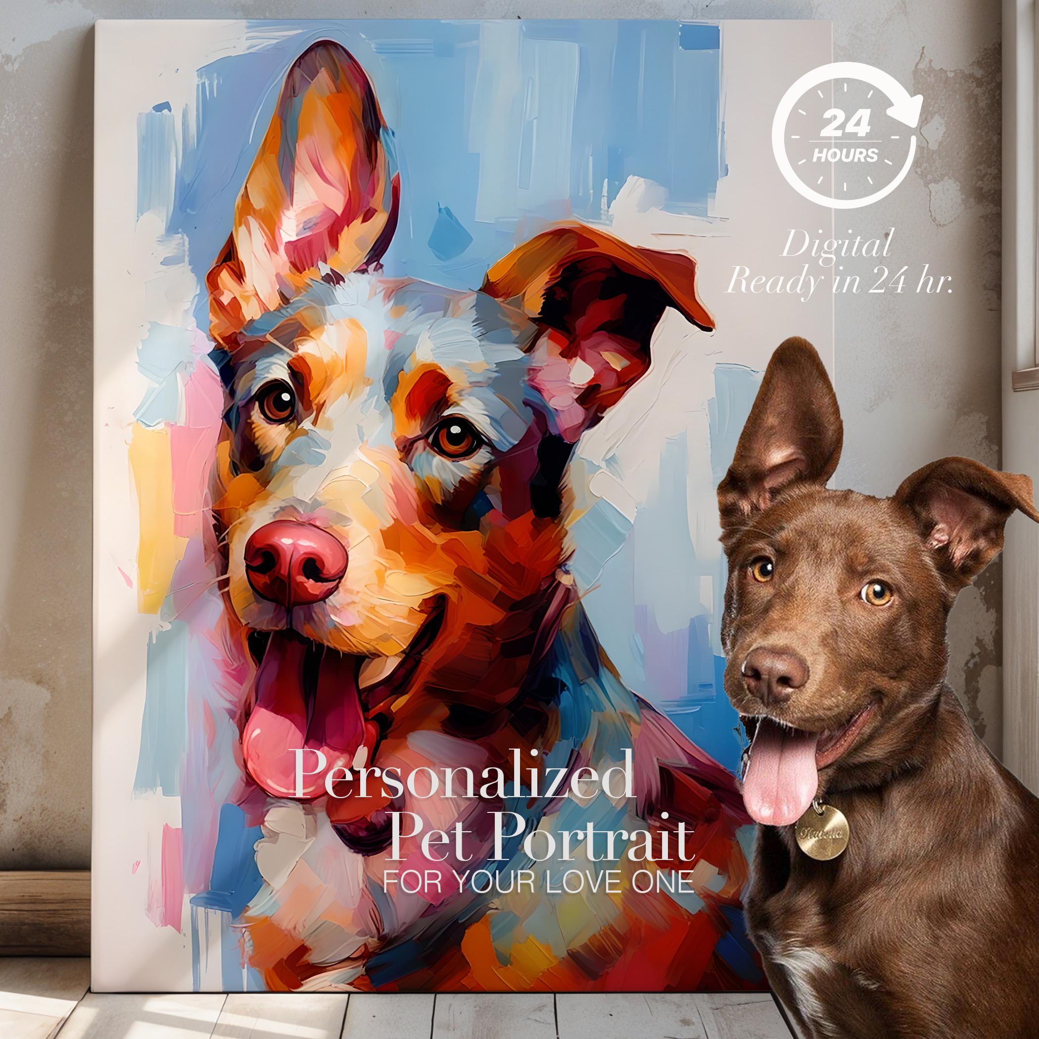 Personalized Pet Portrait, Custom Pet Painting, Dogs Cats Portrait Art ...