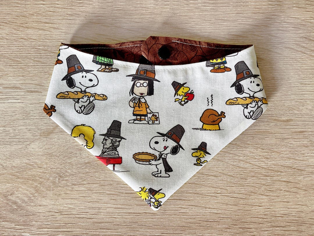 Double-sided Snoopy & Peanuts Gang Thanksgiving Dog Bandana | Dog Scarf ...
