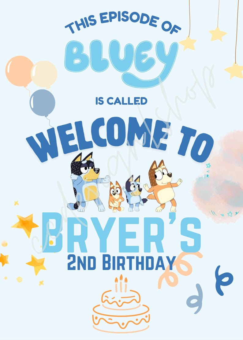 Bluey Themed Birthday Welcome Sign - Etsy