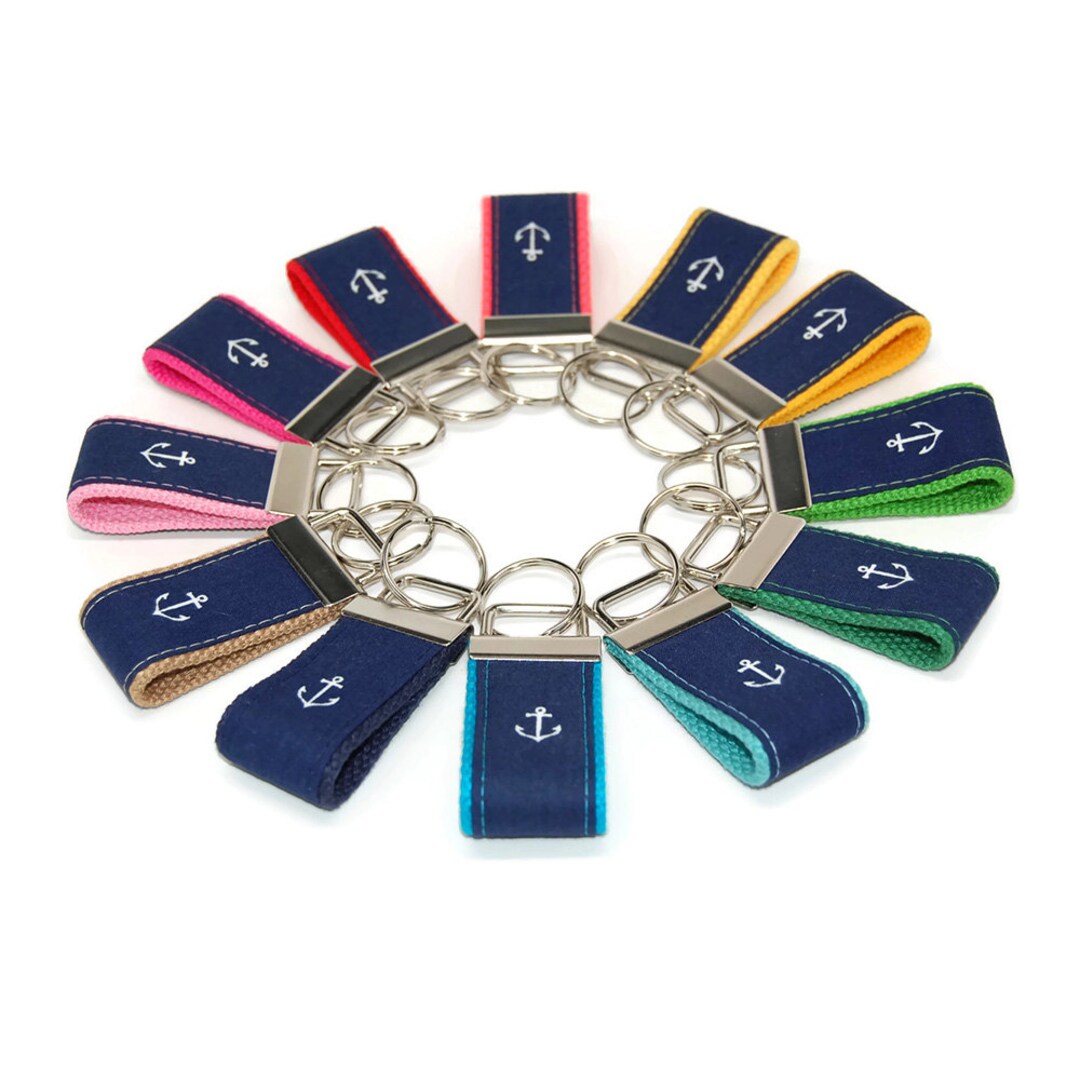 Mini Navy Anchor Keychain You Pick Your Color Webbing Preppy Navy ...