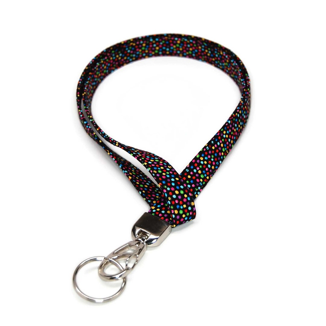 Polka Dot Fabric Lanyard: Rainbow Confetti ID Badge Holder - Etsy