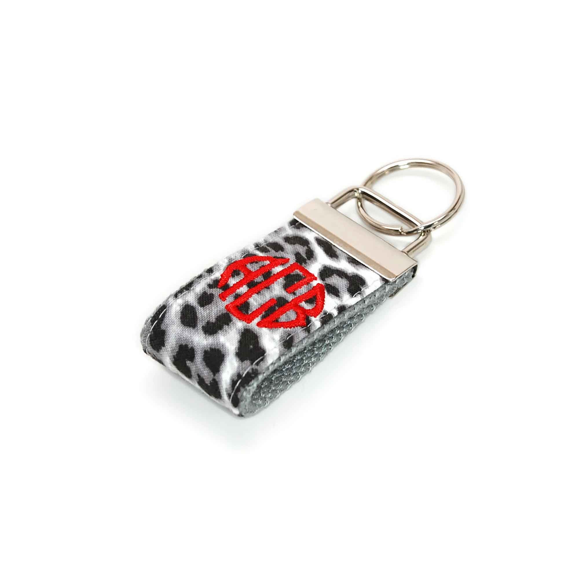 Snow Leopard Mini Keychain Embroidered with Monogram Custom | Etsy