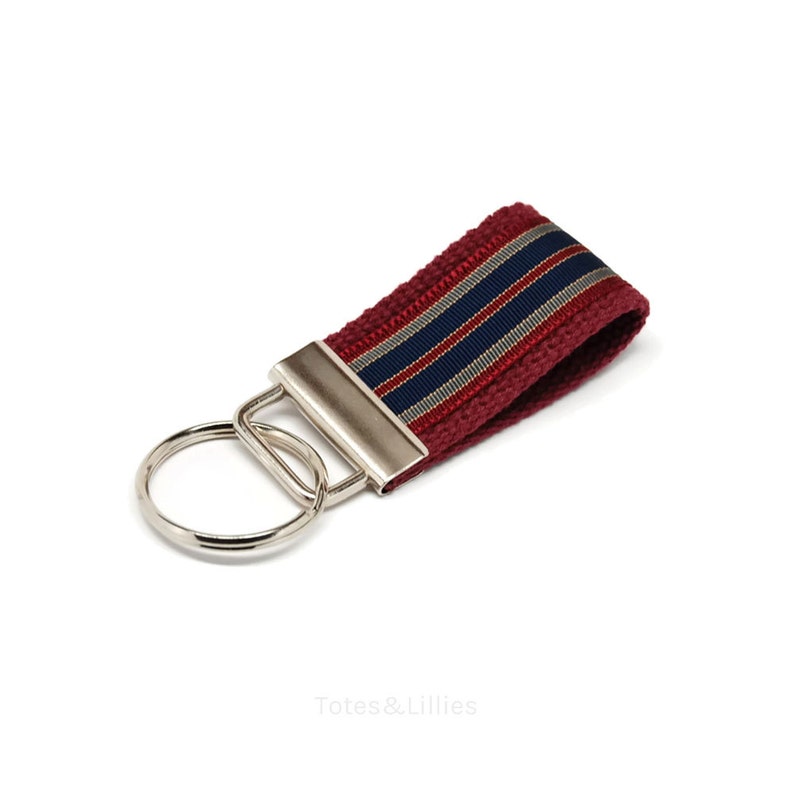 Navy Blue and Maroon Striped Ribbon Mini Key Fob Key Fobs - Etsy