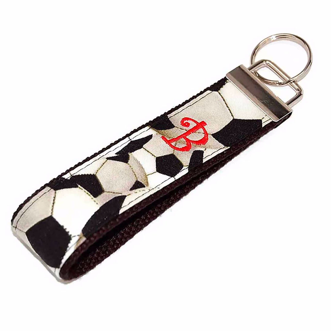 Soccer Ball Keychain - Custom Embroidered Initial Key Fob - Great Gift ...