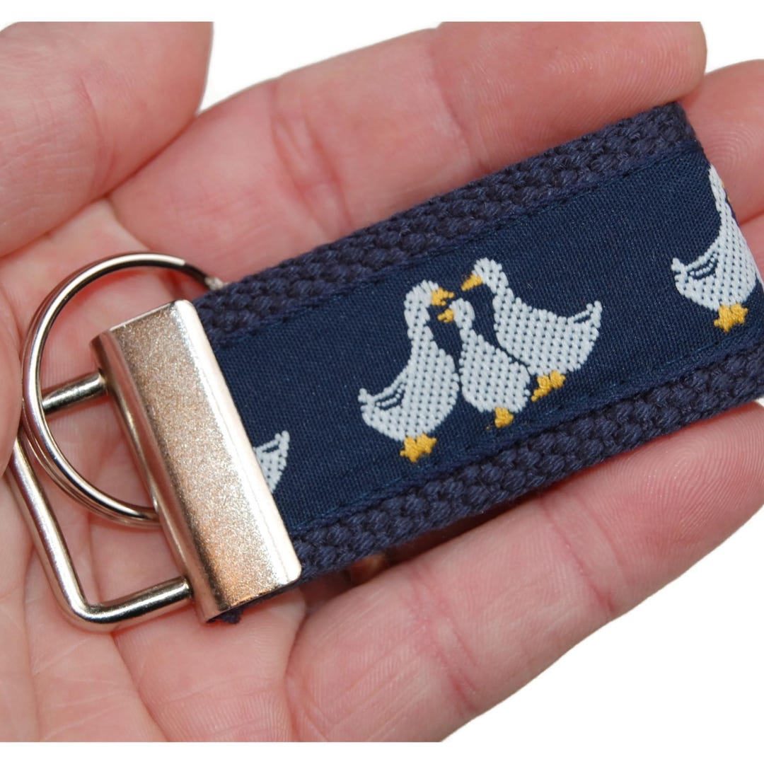 Vintage Goose Keychain Wristlet - Key Fob With Geese Ducks - Mini or ...