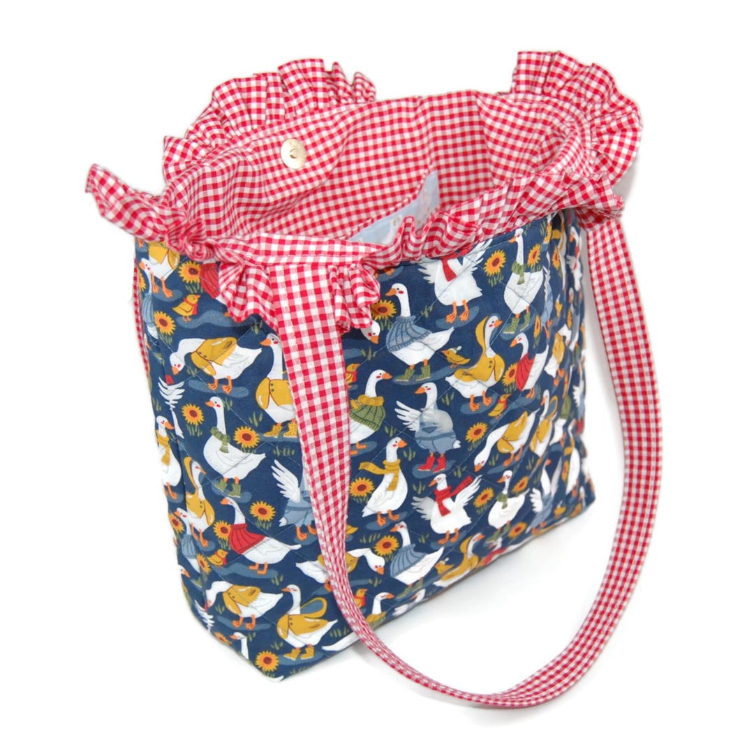 Vintage Goose Bag - Quilted Duck Tote Bag - Cute Bag With Geese Farmers ...