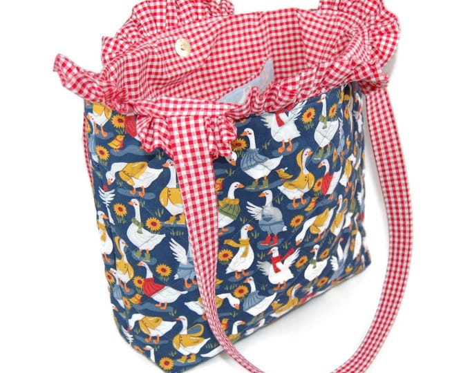 Vintage Goose Bag - Quilted Duck Tote Bag - Cute Bag With Geese Farmers ...