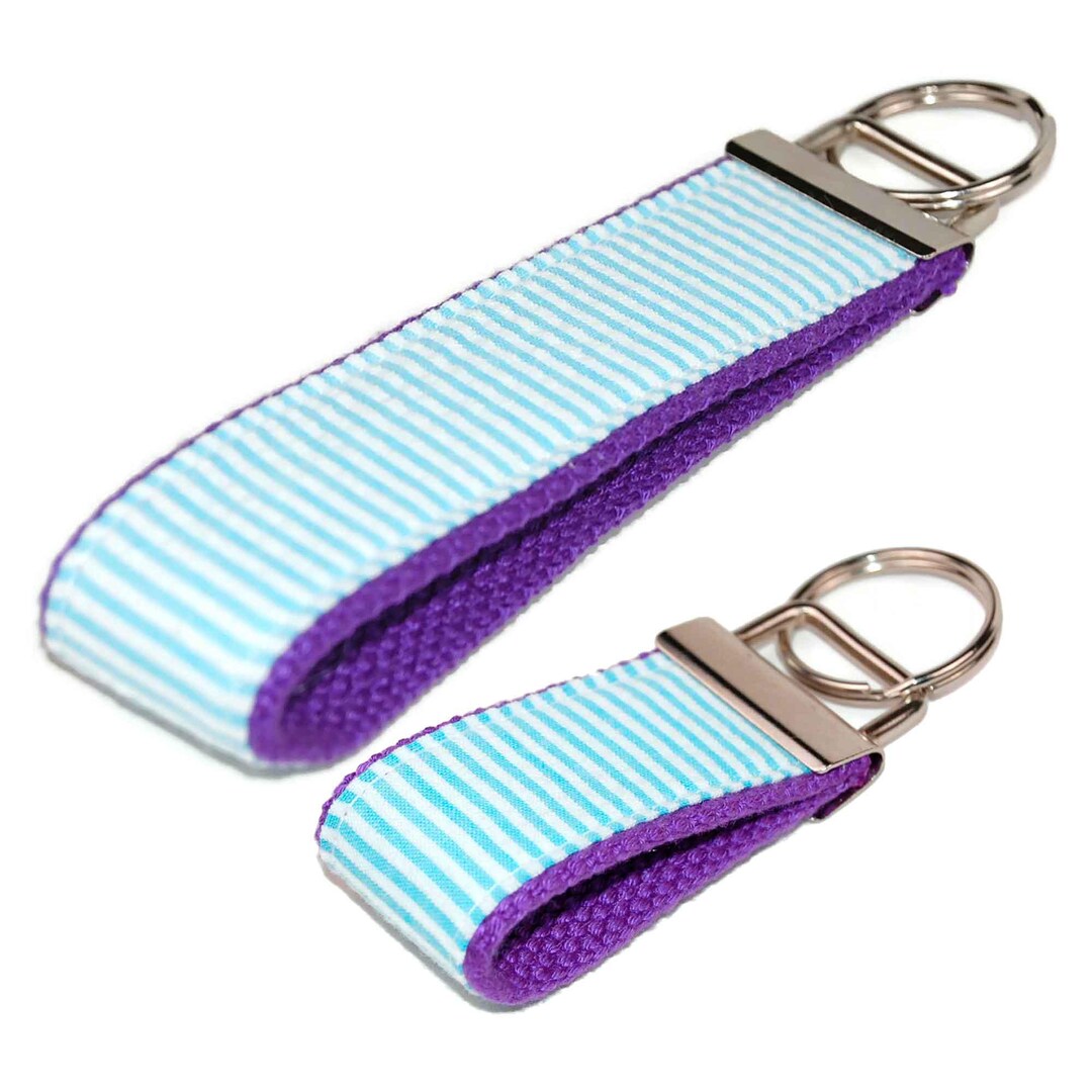 Seersucker Keychain: Sky Blue Preppy Key Fob, Customized Colors - Etsy