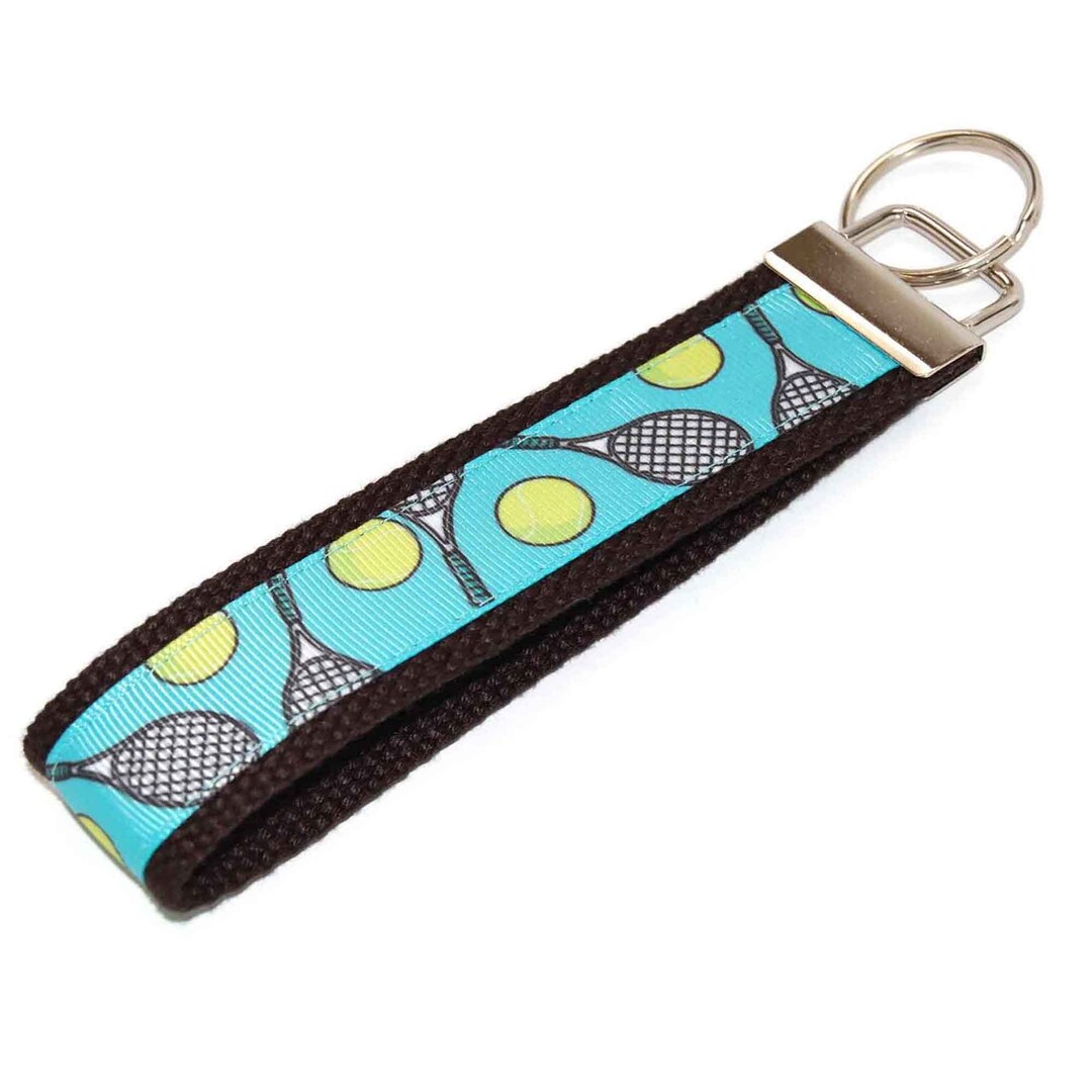 Tennis Keychain - Racquet and Ball Key Fob Wristlet - Etsy