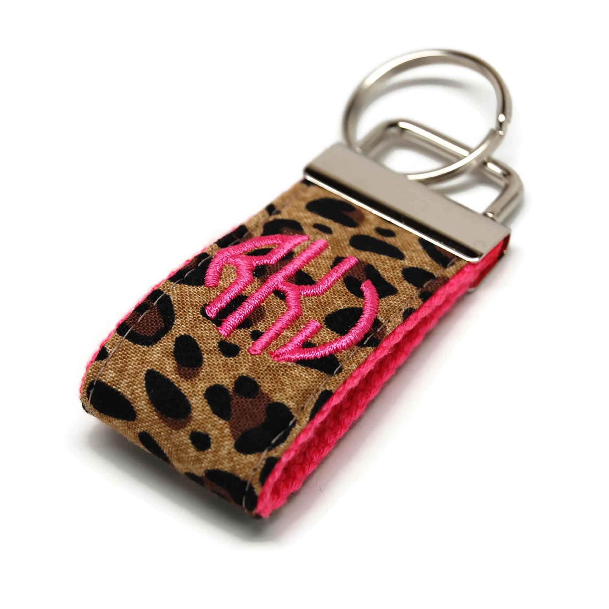 Leopard Mini Keychain Personalized with Monogram Custom Key | Etsy
