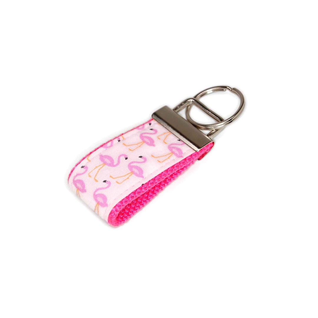 Pink Flamingo Mini Keychain Finger Key Fob - Vacation Bag Tag - Etsy