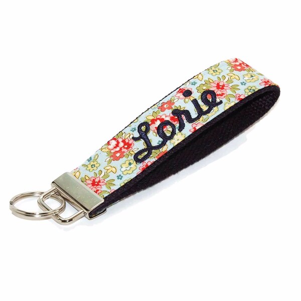 Monogram Embroidered Keychain - Etsy