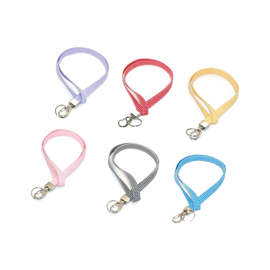 Gingham Lanyard for Your ID Badge Holder Soft Fabric Lanyards Red ...