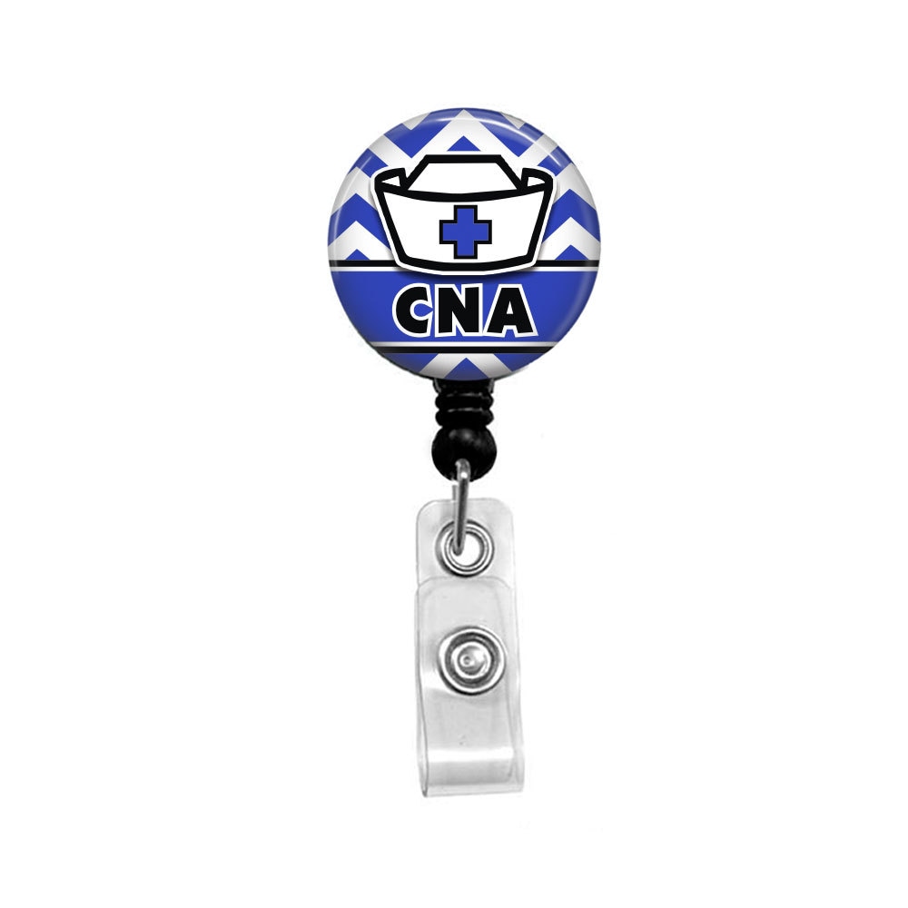 CNA Badge Reel Certified Nursing Assistant Blue Chevron | Etsy