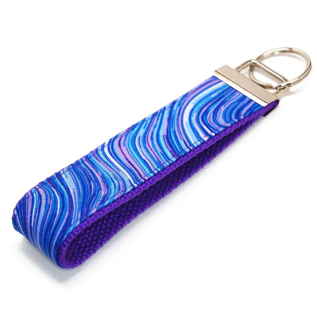 Purple Swirl Keychain Wristlet - Fabric Key Fob - Key Strap - New ...