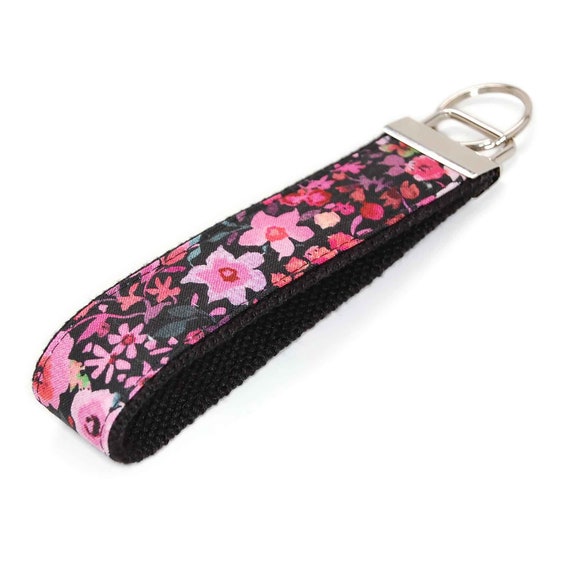 Pink Floral Keychain Shades of Pink Fabric Key Fob Wristlet | Etsy