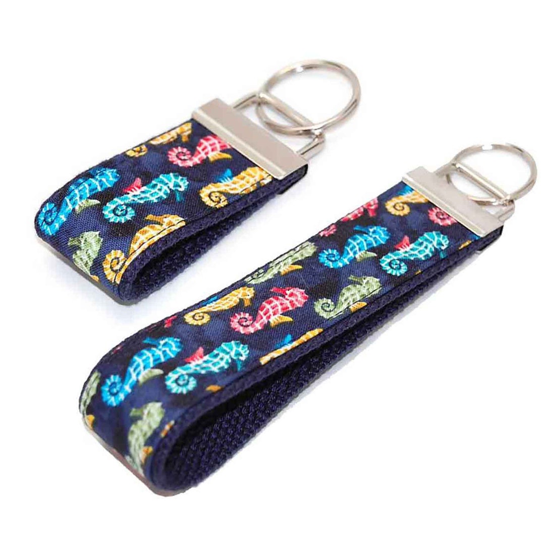 Seahorse Keychain - Nautical Key Fob Wristlet - Etsy