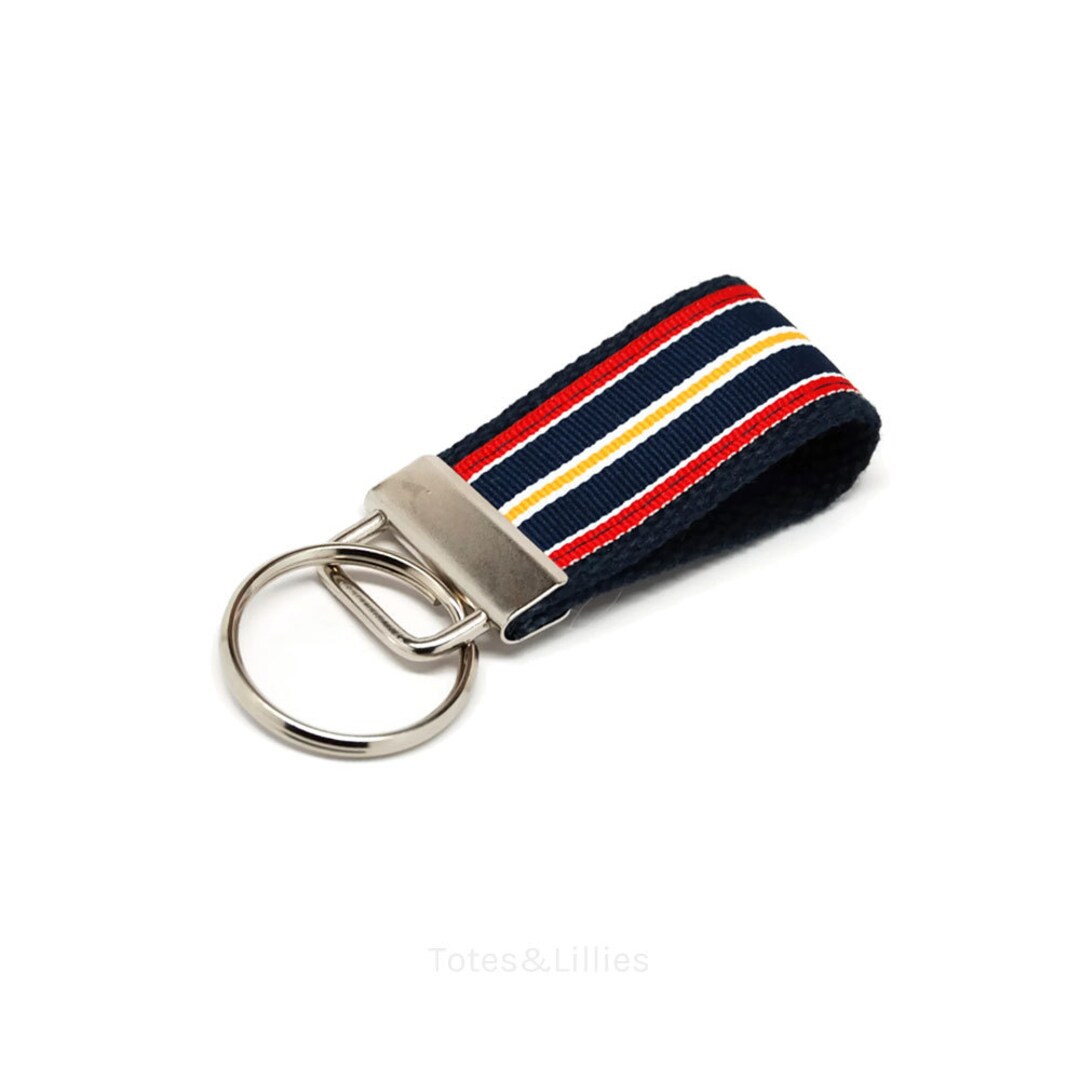 Preppy Red and Navy Striped Mini Key Fob Wristlet Key Fobs - Etsy