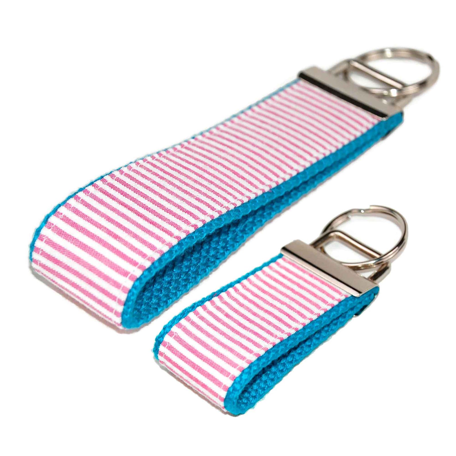 Hot Pink Seersucker Keychain: Preppy Key Fob, Custom Colors - Etsy