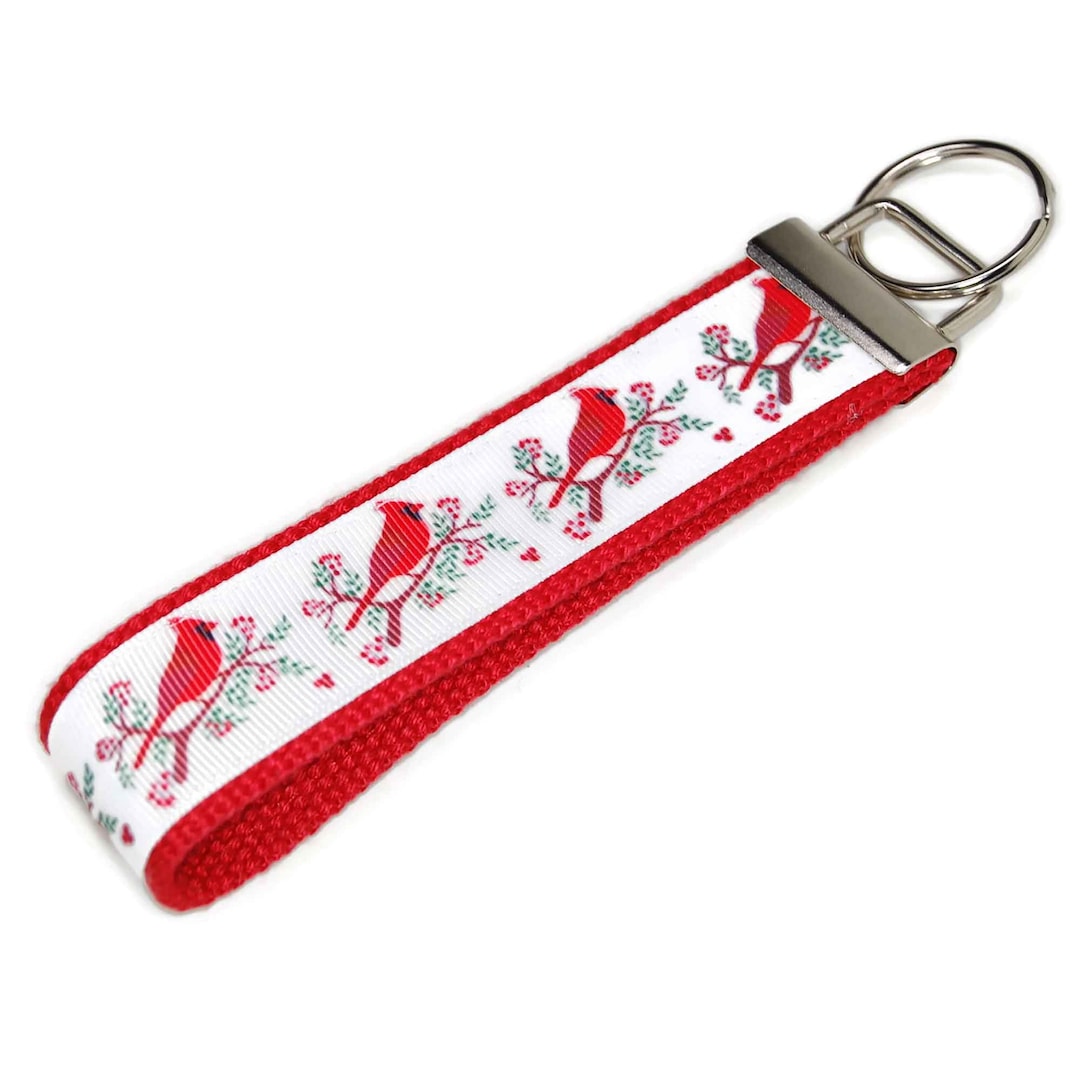 Red Cardinal Bird Keychain - Key Fob Wristlet - Etsy