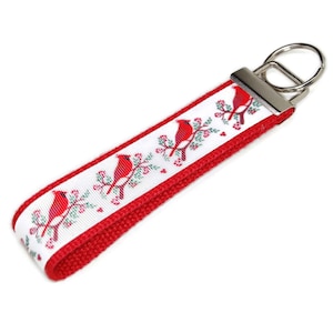 Red Cardinal Bird Keychain Key Fob Wristlet - Etsy