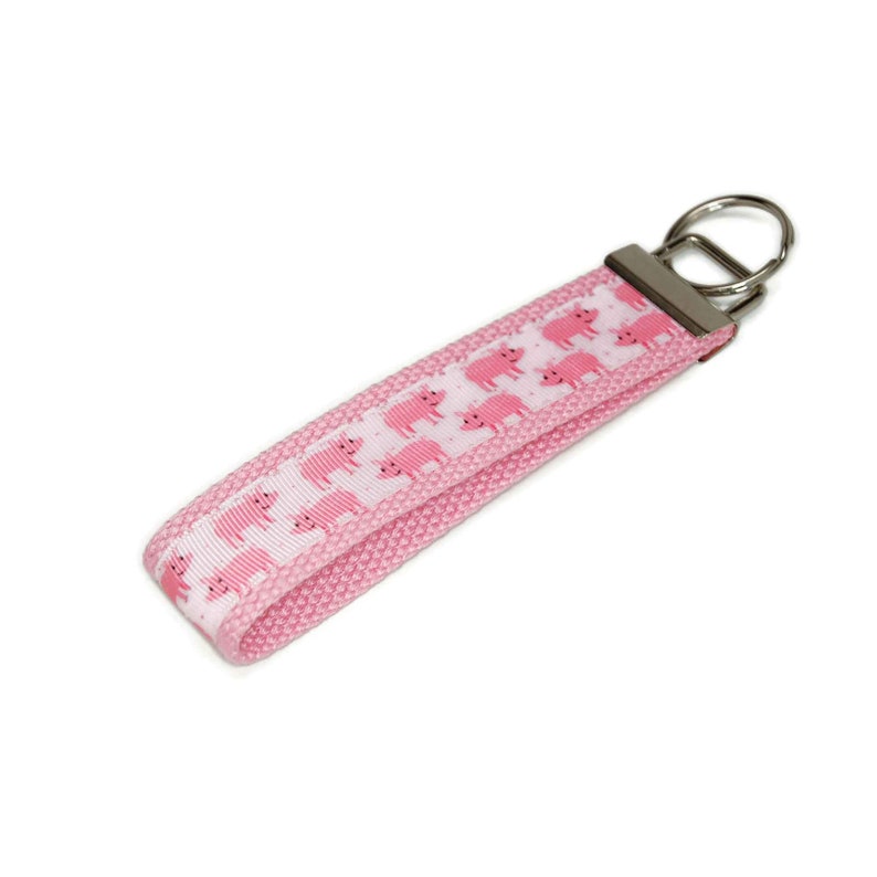 Pig Keychain Cute Pink Pigs Ribbon Key Fob Wristlet New - Etsy