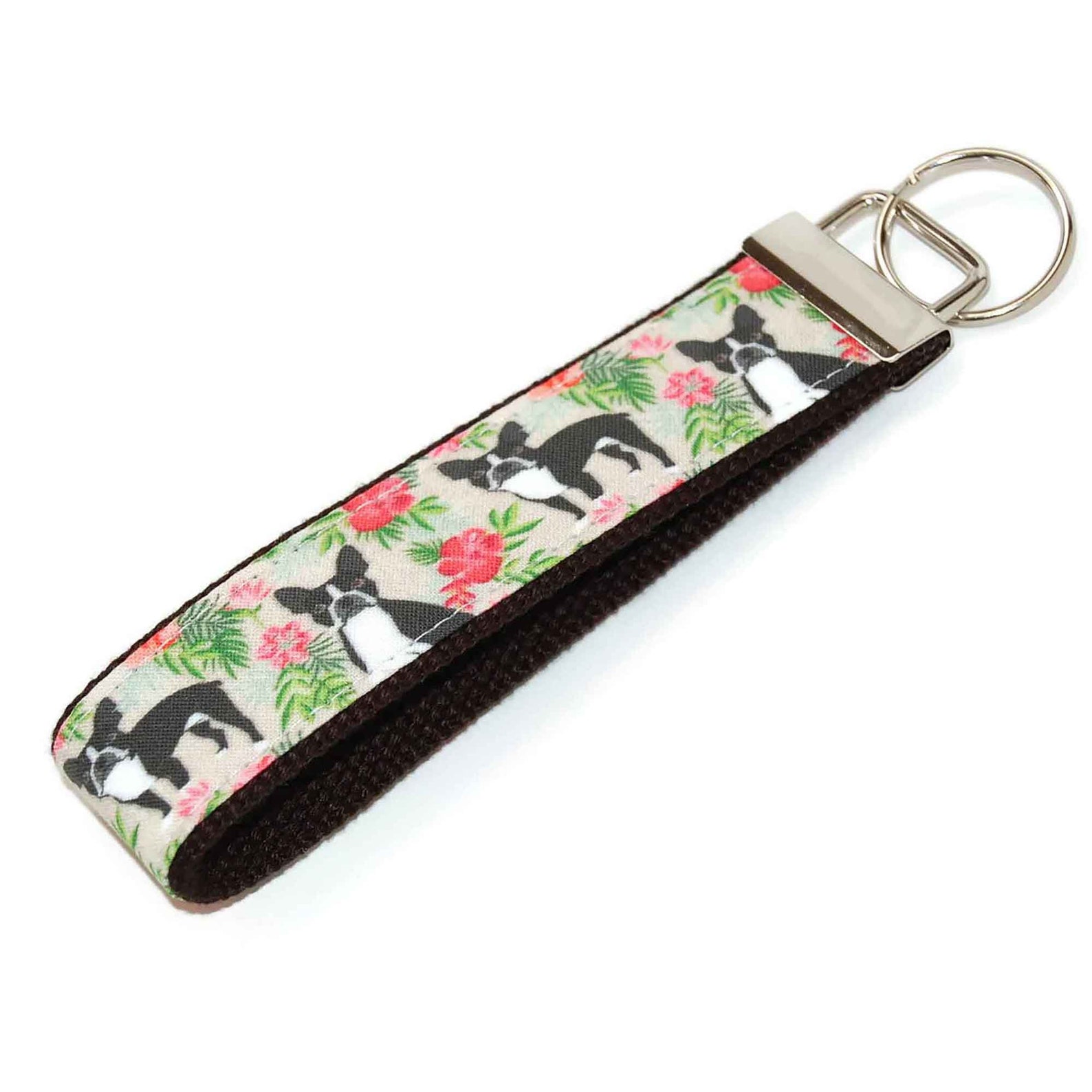 Boston Terrier Keychain Fabric Key Fob - Etsy