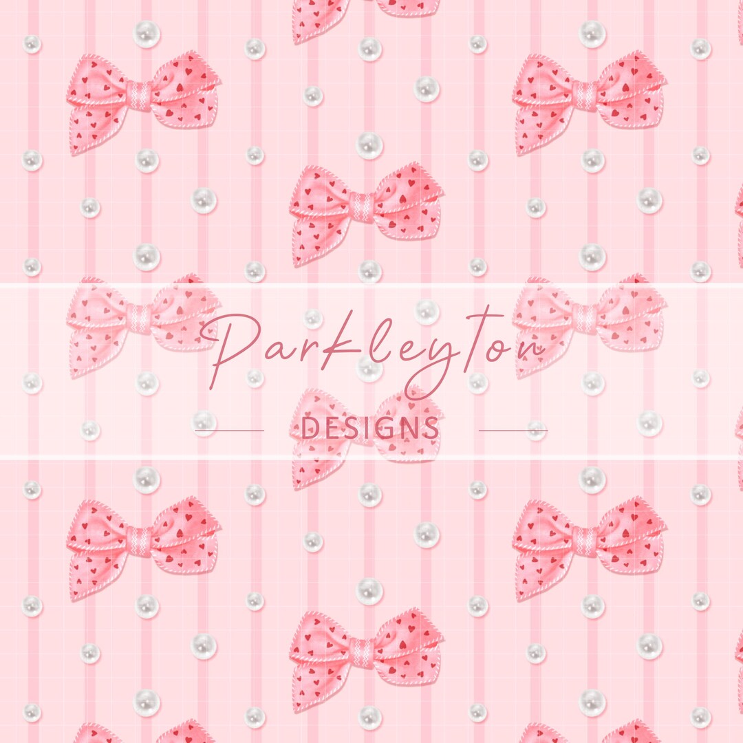 Cute Pink Bow and Pearl Seamless Pattern, Digital Paper for ...