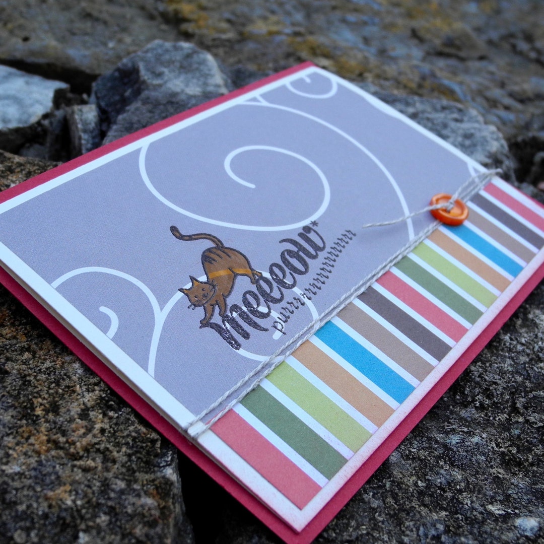 Whimsical Kitty Thank You Card in Taupe - Etsy