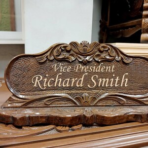 Personalized Office Desk Nameplate, Handmade Walnut, Special Gift for ...