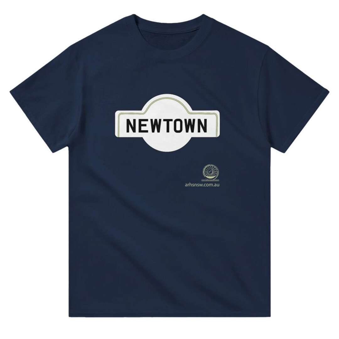 Newtown - Darker Colours - Retro Railway Station Sign Unisex Crewneck T ...