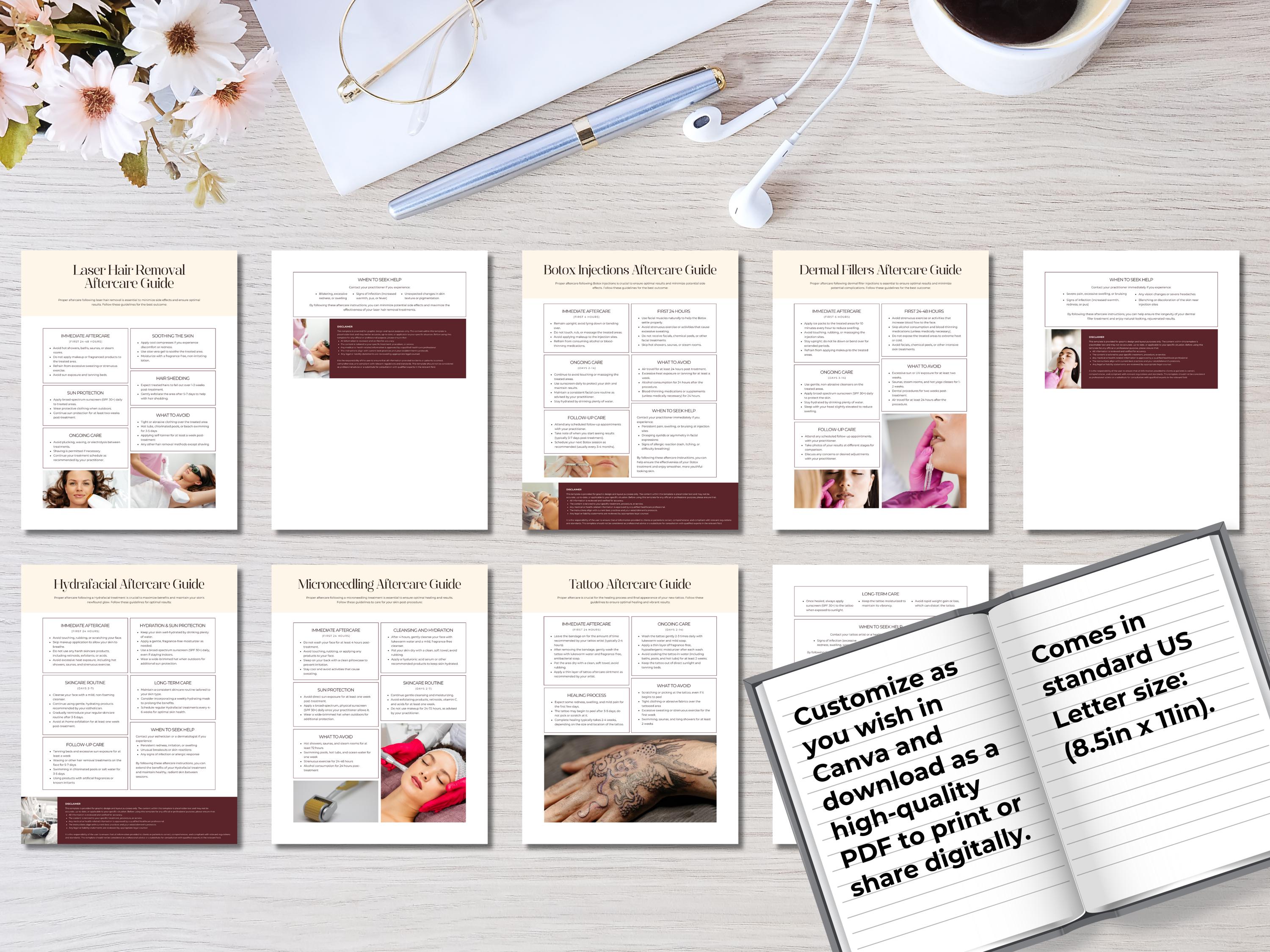 Aftercare Guide Canva Template | Printable Beauty Treatment Aftercare ...