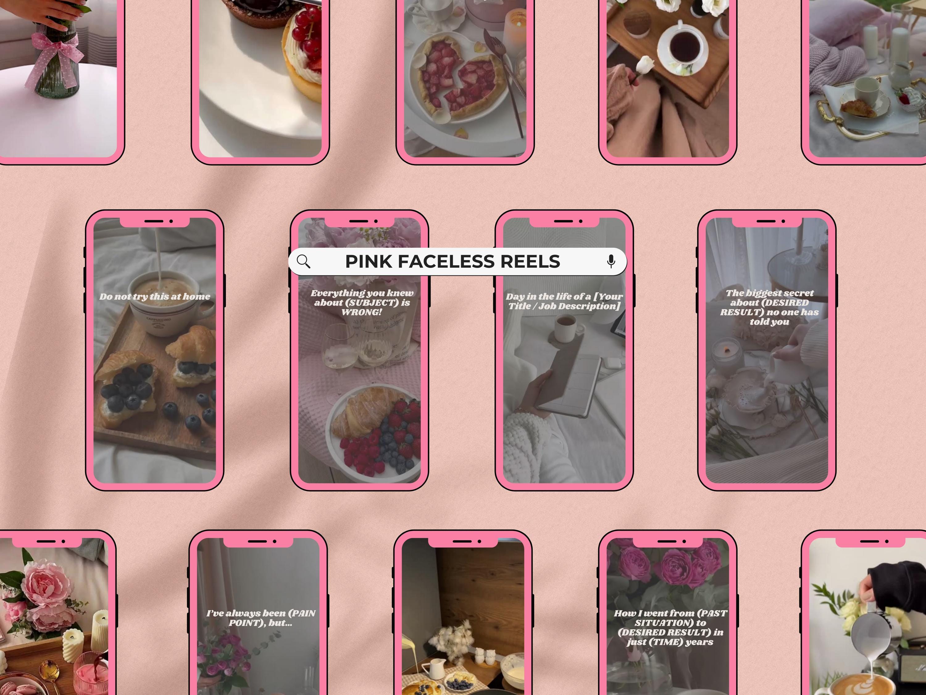 800 Plus Pink Aesthetic Faceless Reels Bundle | MRR and PLR Rights ...