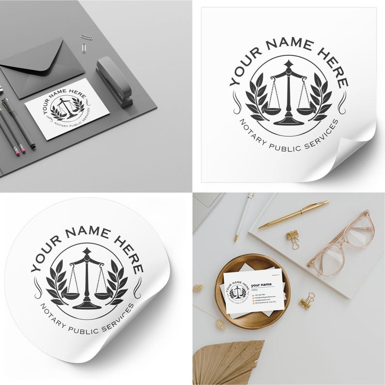 Notary Public Logo Design Templates | 6 Minimalist Canva Templates for ...