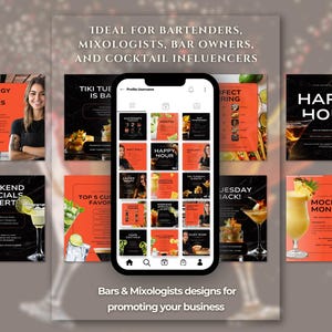 30 Bartender Instagram Post Templates + Bonus Content Calendar ...