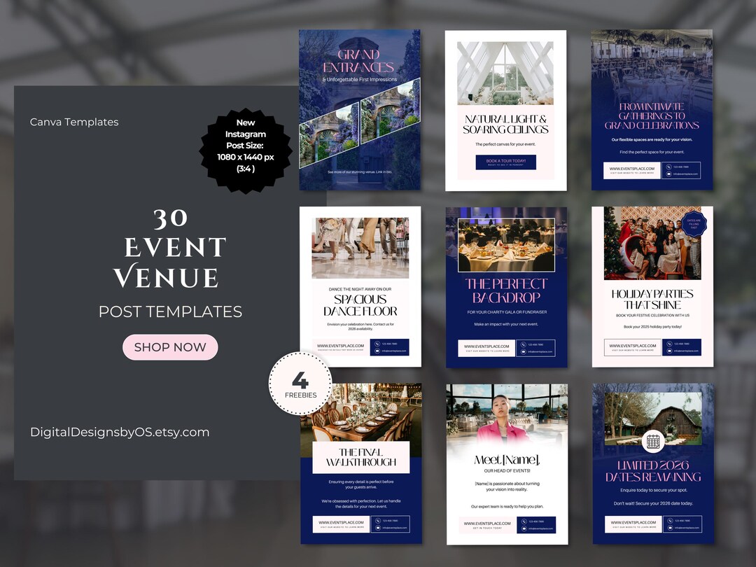 30 Event Venue Social Media Canva Templates | Wedding & Venues ...