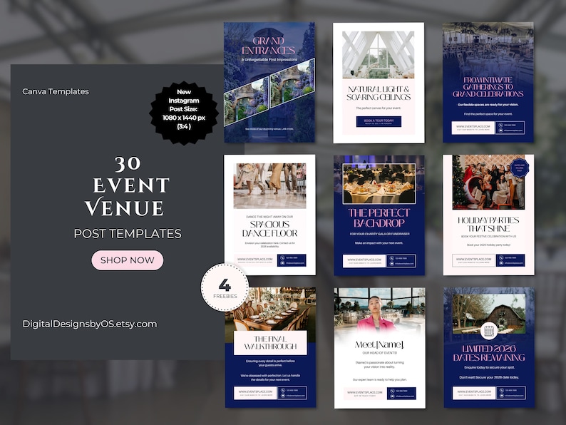 30 Event Venue Social Media Canva Templates | Wedding & Venues ...