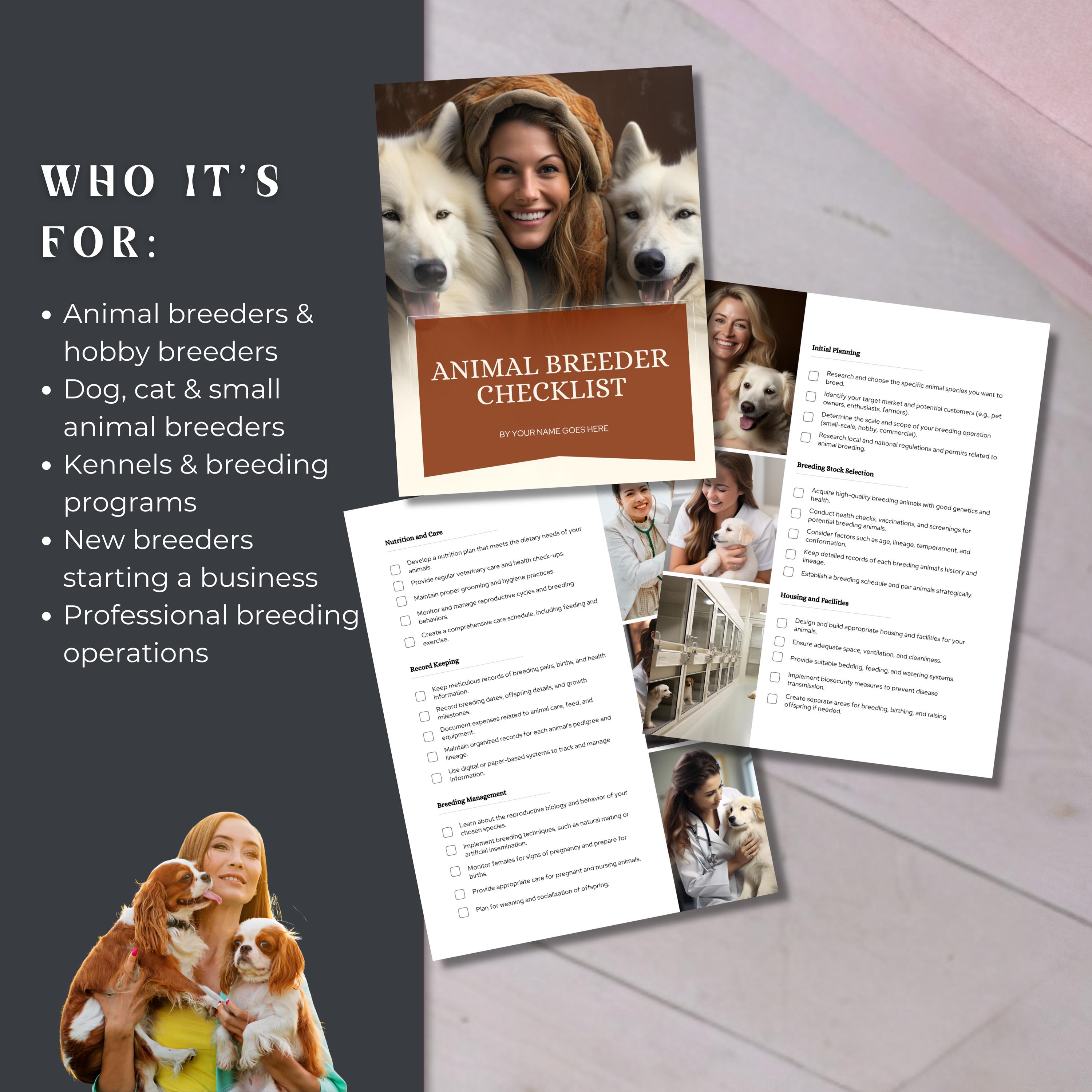 Animal Breeder Checklist Printable | Editable Canva Template - Etsy