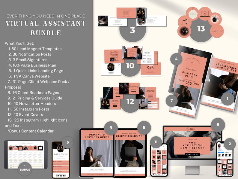 Virtual Assistant Toolkit Bundle | Canva Templates: Lead Magnets ...