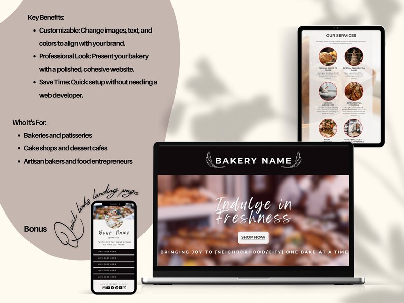 Bakery Website Canva Template | Customizable Landing Page Design in ...