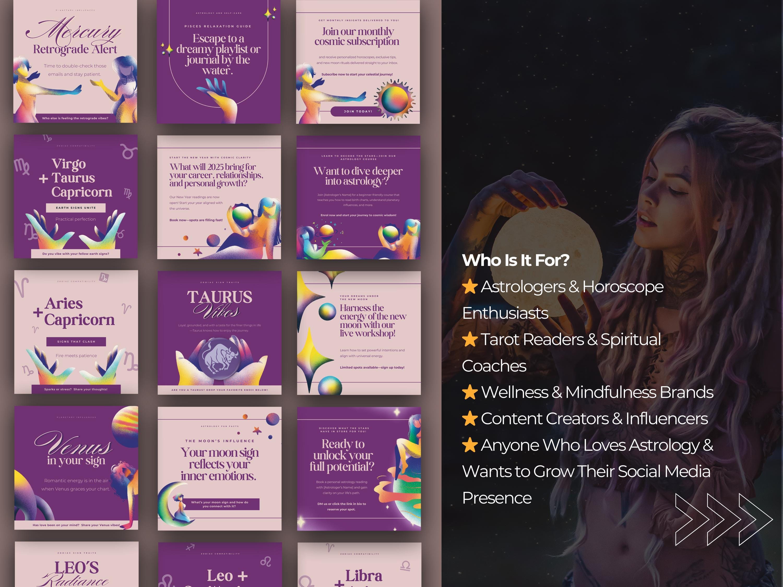 30 Astrology Instagram Post Templates | Social Media Canva Templates ...