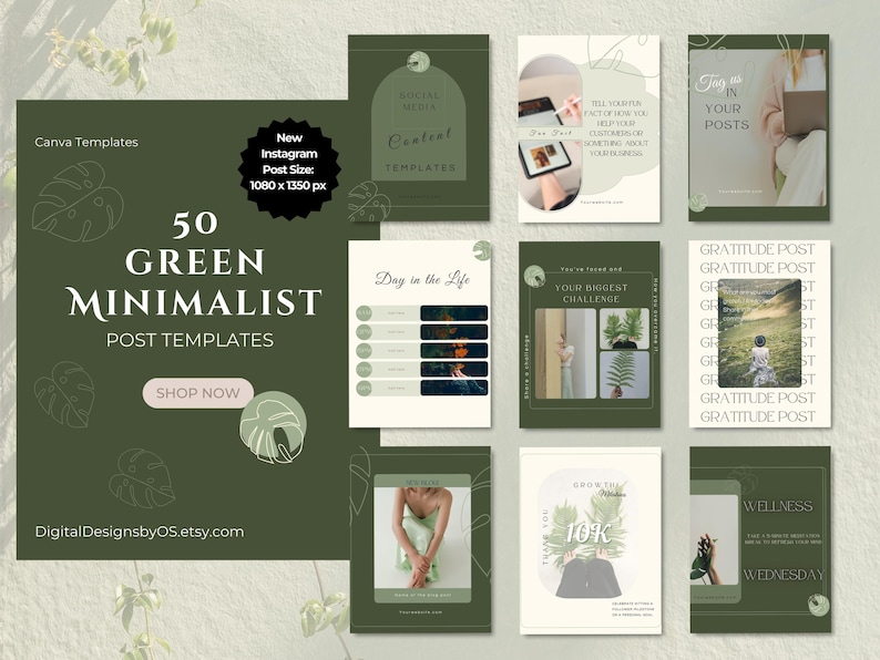 50 Minimalist Instagram Post Templates + Monthly Content Calendar ...