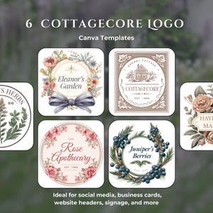 6 Cottagecore Logo Templates | Editable Canva Logo Set for Handmade ...