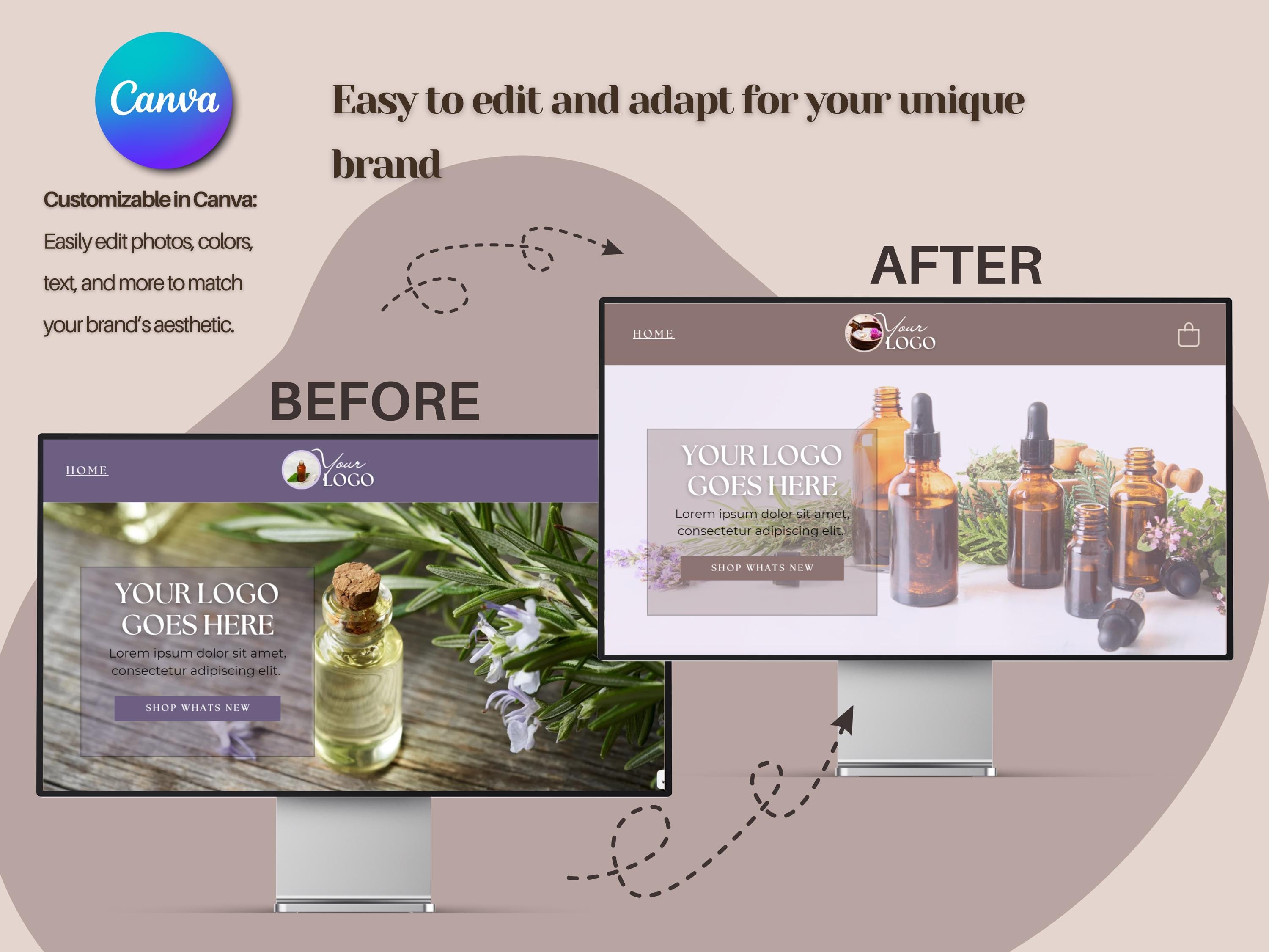 Essential Oils Canva Website Template | Editable Landing Page Design ...