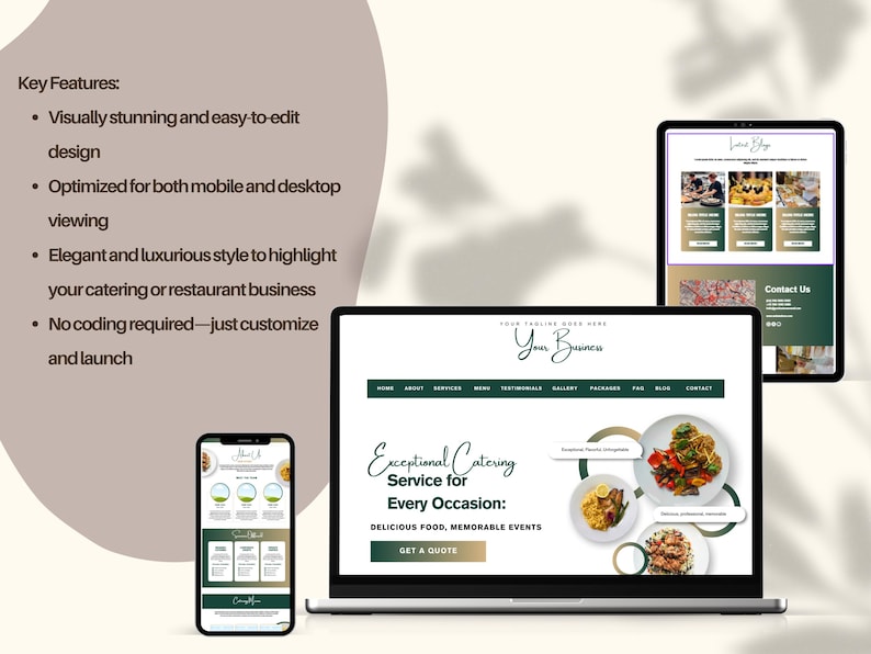 Elegant Catering Business Landing Page Template | Canva Website for ...