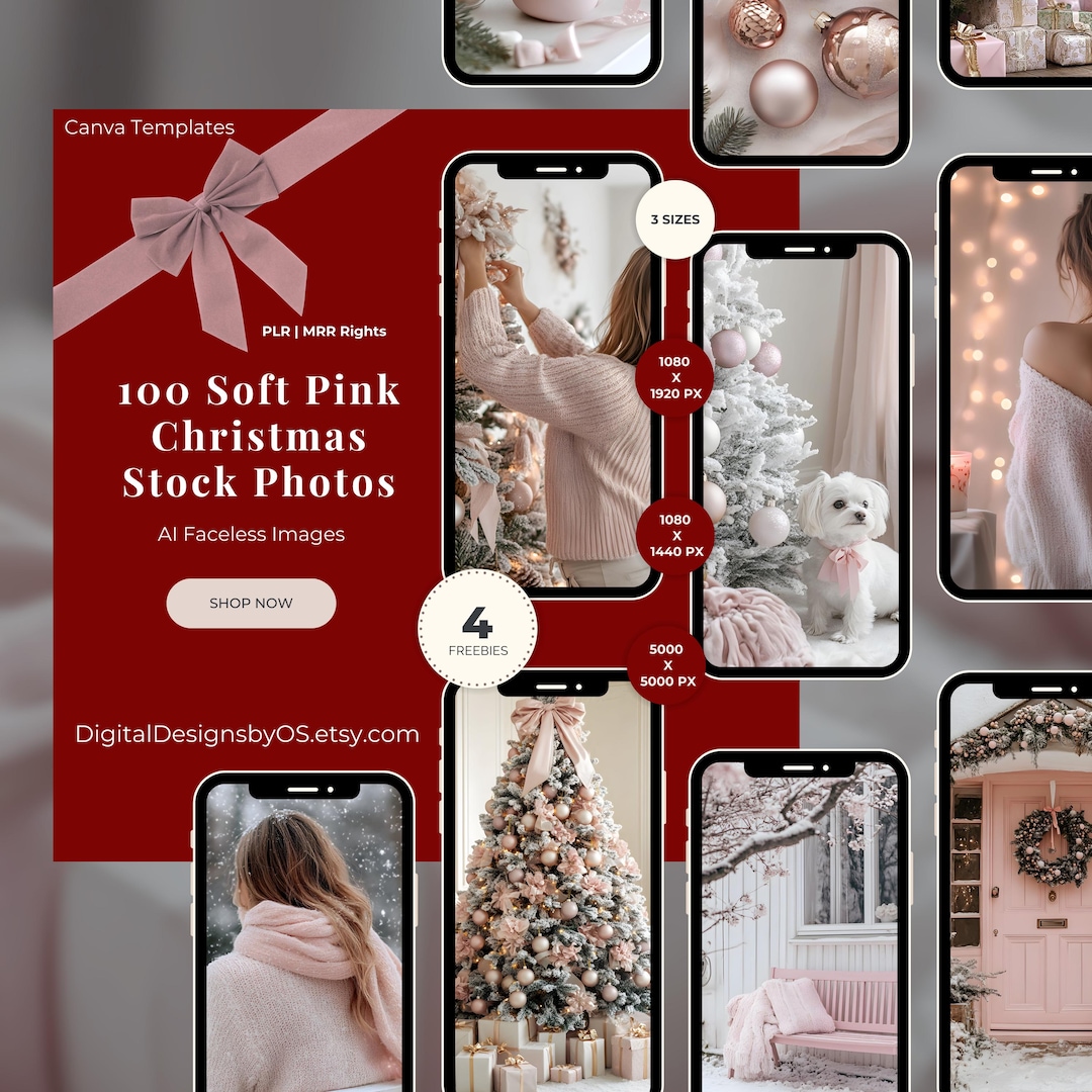 100 Soft Pink Christmas Stock Photos | Pastel Holiday Canva Templates ...