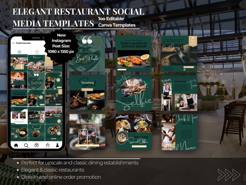 100 Elegant Restaurant Social Media Templates | Classic Dine-in ...