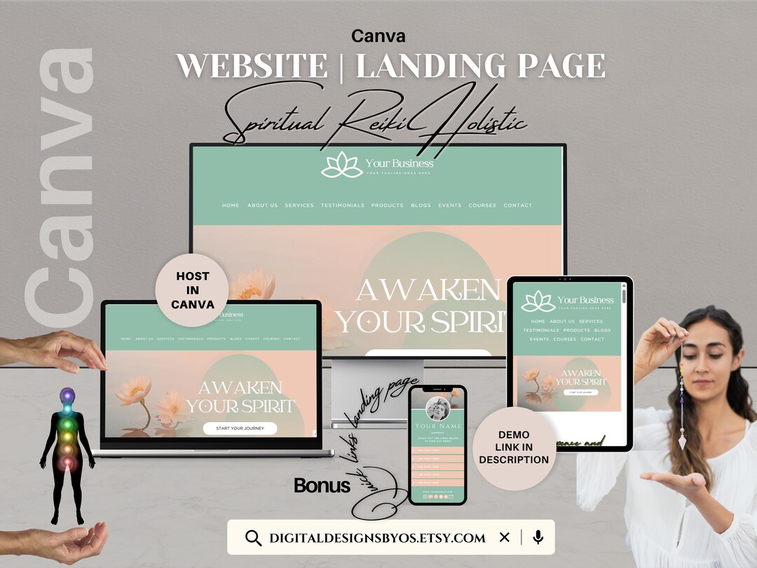 Reiki Website Canva Template: Holistic Healing Landing Page (digital ...