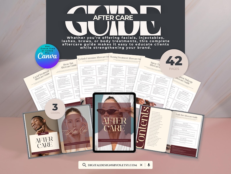 Aftercare Guide Canva Template | Printable Beauty Treatment Aftercare ...