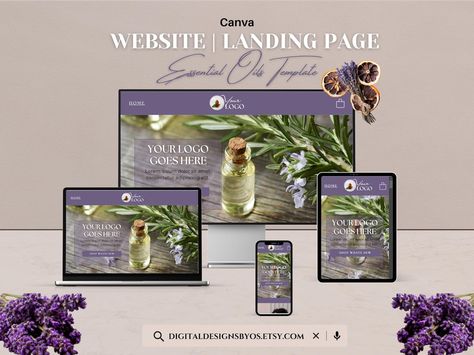Essential Oils Canva Website Template | Editable Landing Page Design ...